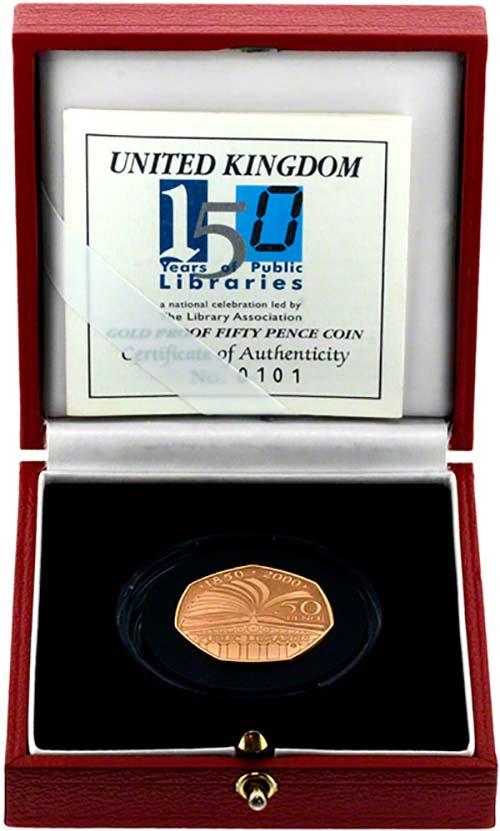 2000 British Public Libraries 50p Gold Proof Coin l Chard
