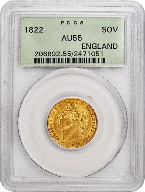 1822 George IV Slabbed Sovereign PCGS AU-55 Coin | Chards