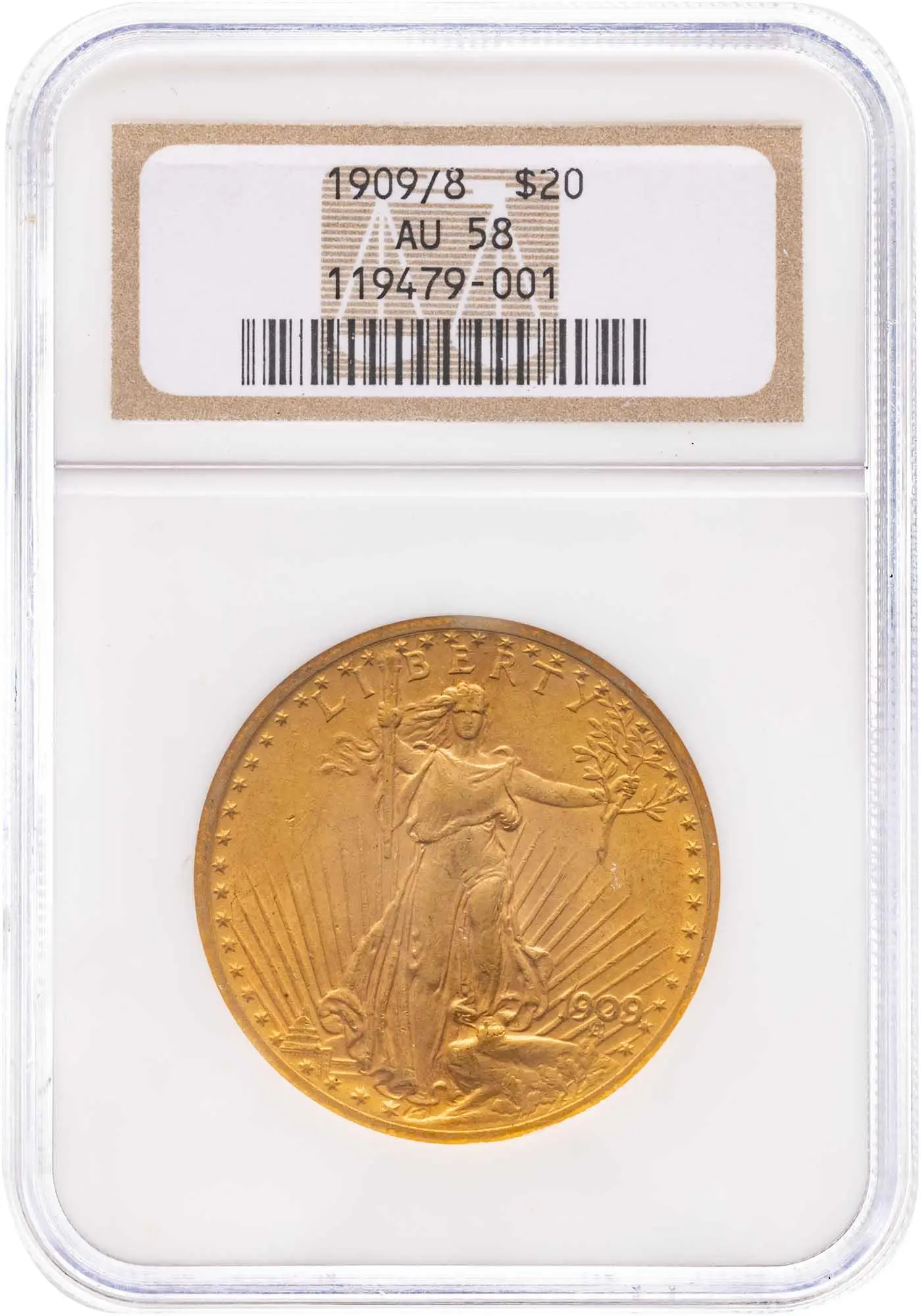 1909 Gold $20 Double Eagle Overdate NGC AU-58 Coin | Chards
