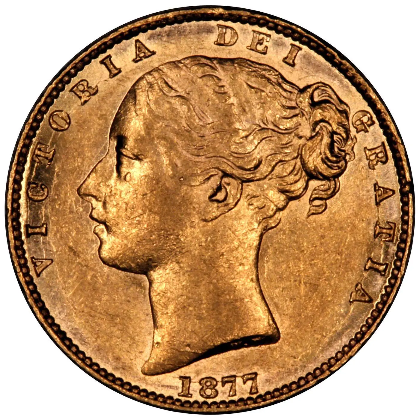 1877 Sovereign Victoria Young Head Shield | S | Chards
