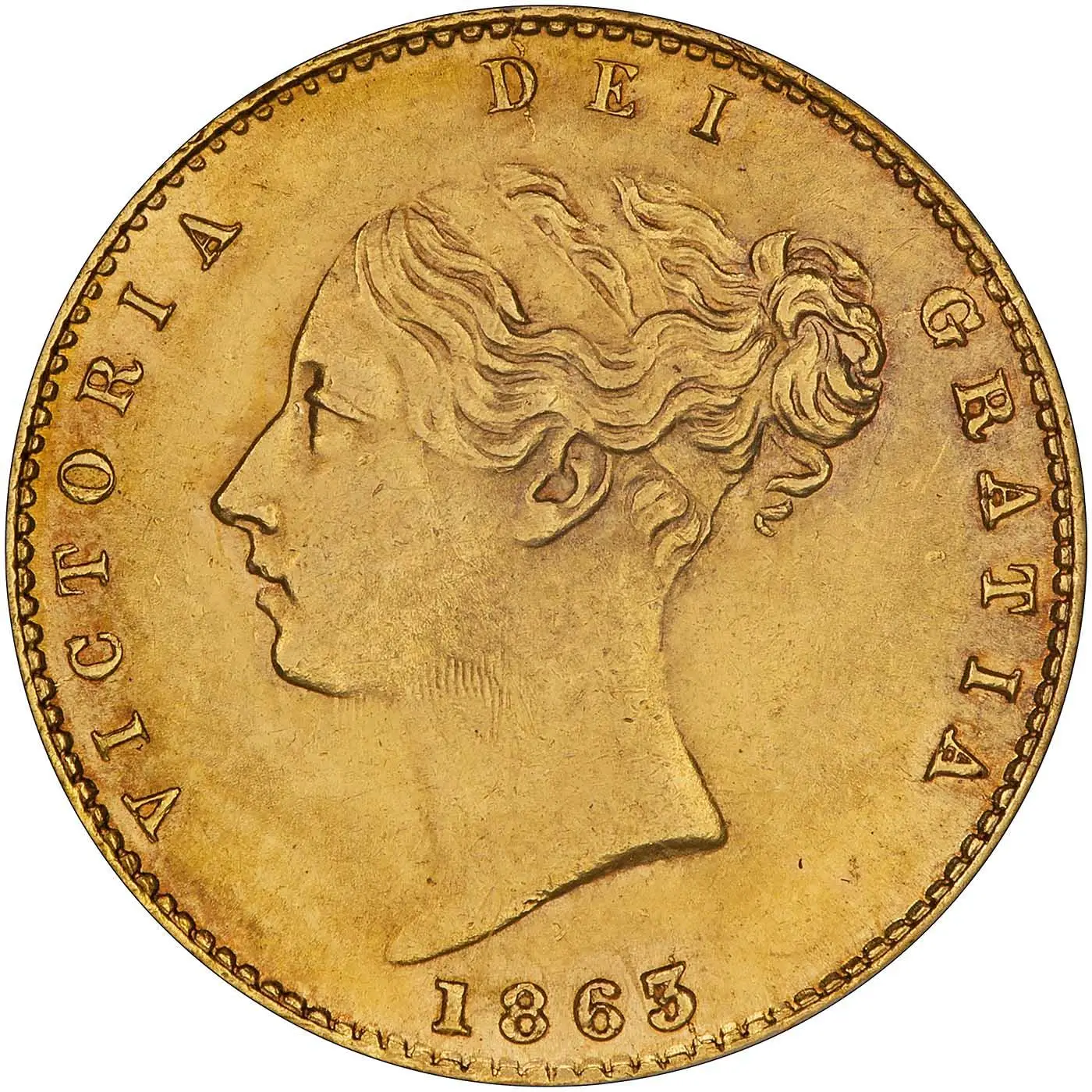1863 Half Sovereign Victoria Yound Head NGC MS-62 | Chards