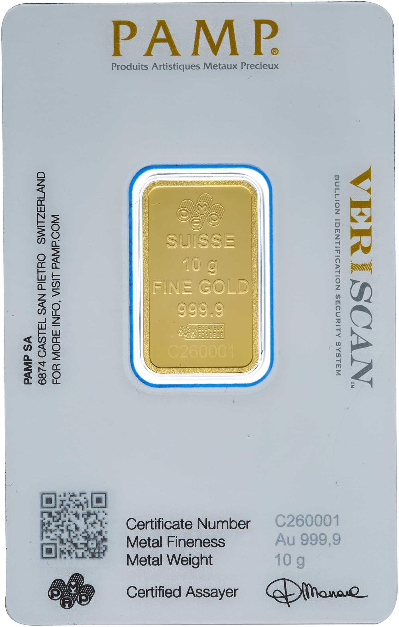 10g Gold Bar Pamp - Pre-Owned | Chards - £539.68