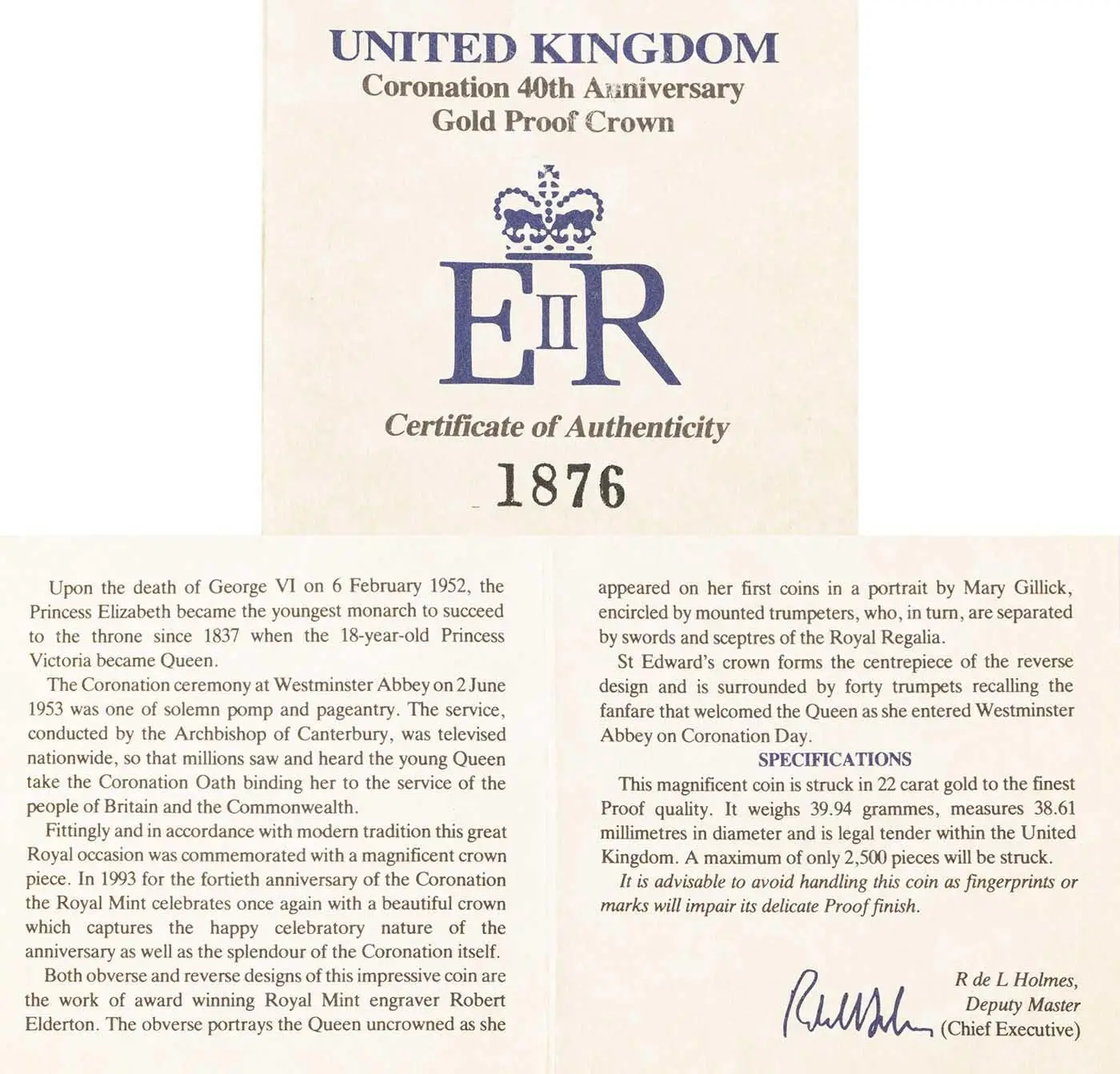 1993 Gold QEII 40th Anniversary of the Coronation | Chards