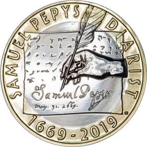 2019 350th Anniversary Of Samuel Pepys Diary £2 Bu Coin