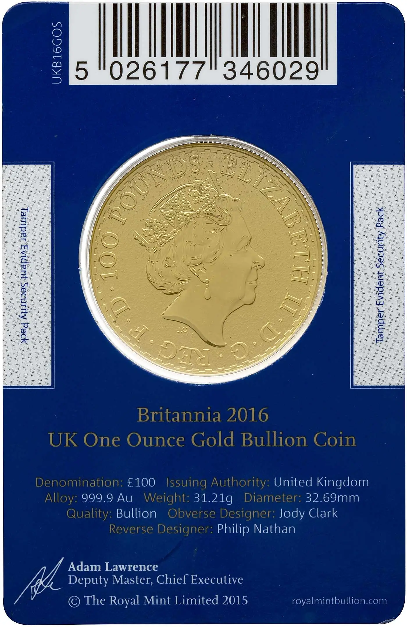 2016 Gold Britannia 1 oz Bullion Coin - In Sleeve | Chards