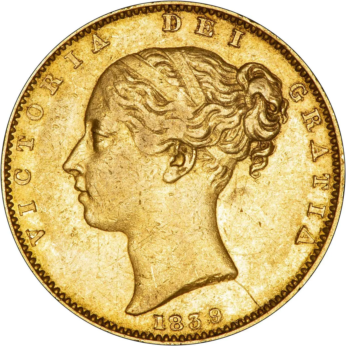 1839 Gold Full Sovereign Victoria Young Head London| Chards