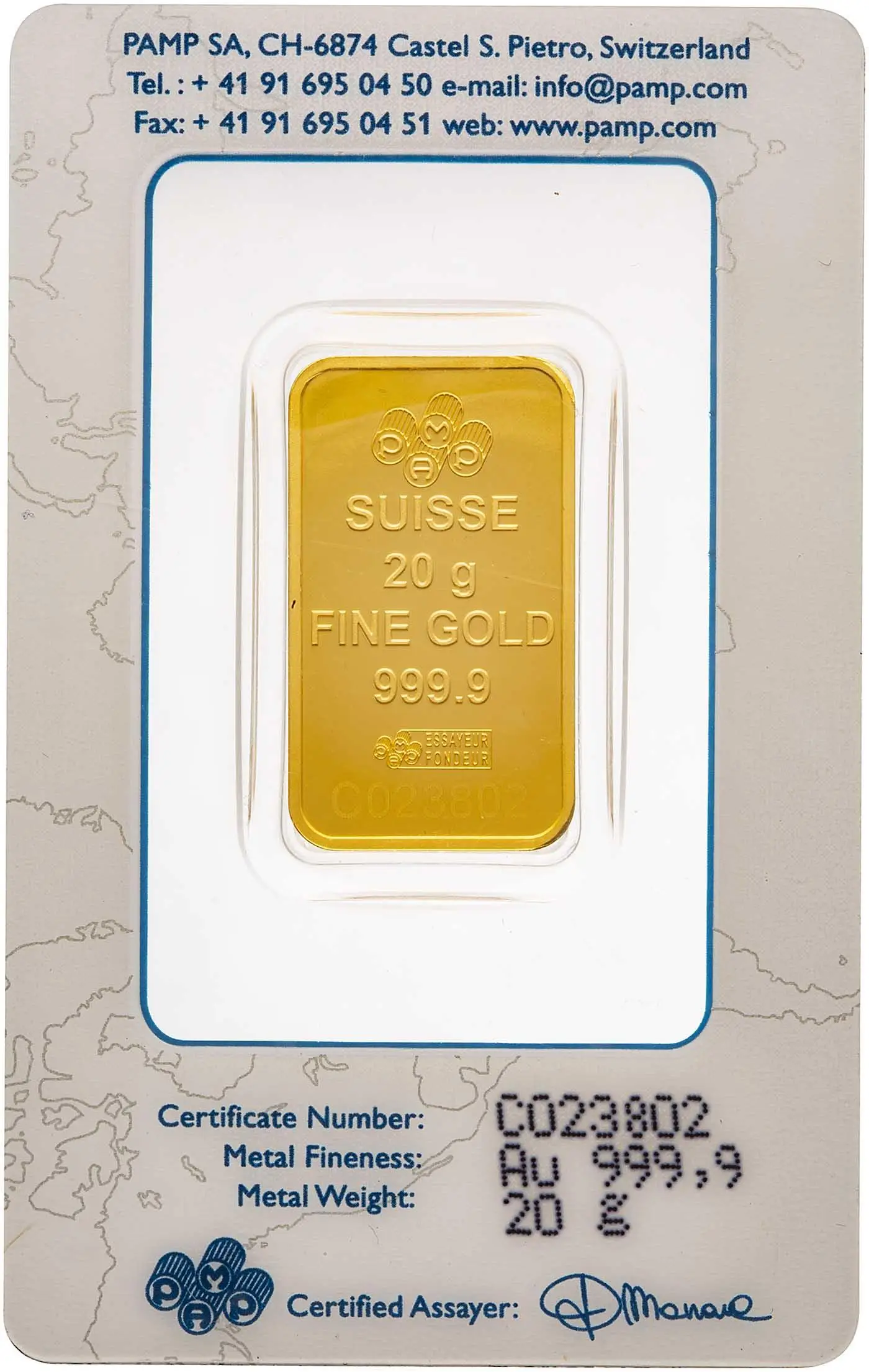 20g Gold Bar Pamp - Pre-Owned | Chards - £1,082.17